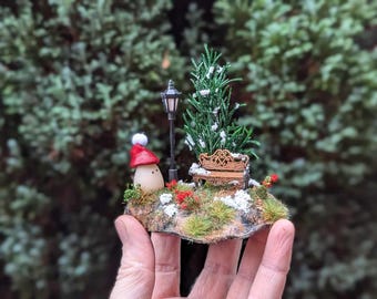 Christmas Village House, Miniature Winter Scene, Handmade Holiday Decor ...