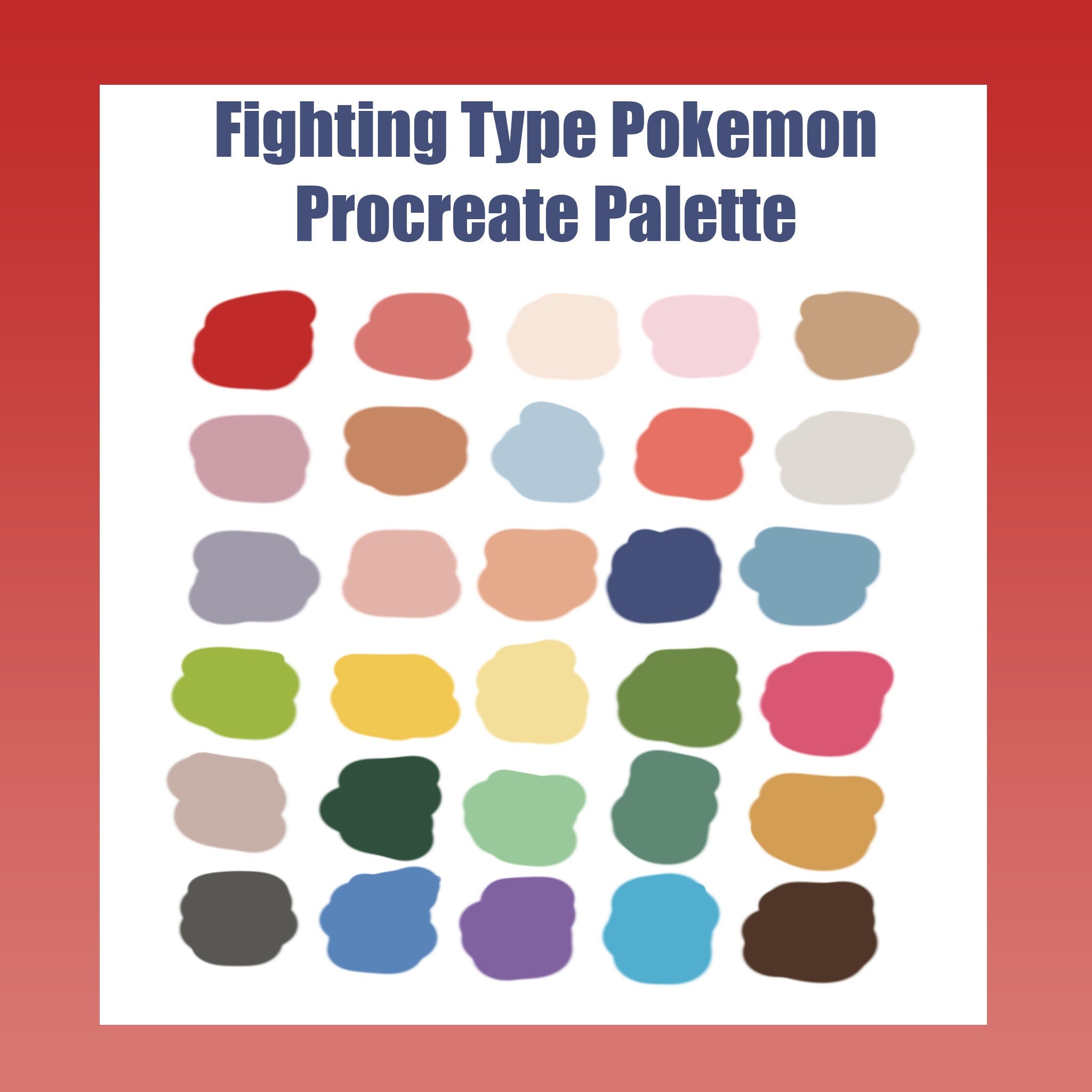 Fighting Type Pokemon Procreate Palette, Pokemon Inspired Swatches - Etsy