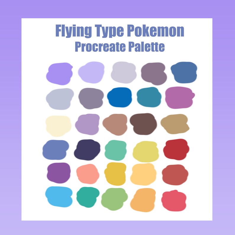 Flying Type Pokemon Procreate Palette, Pokemon Inspired Swatches ...