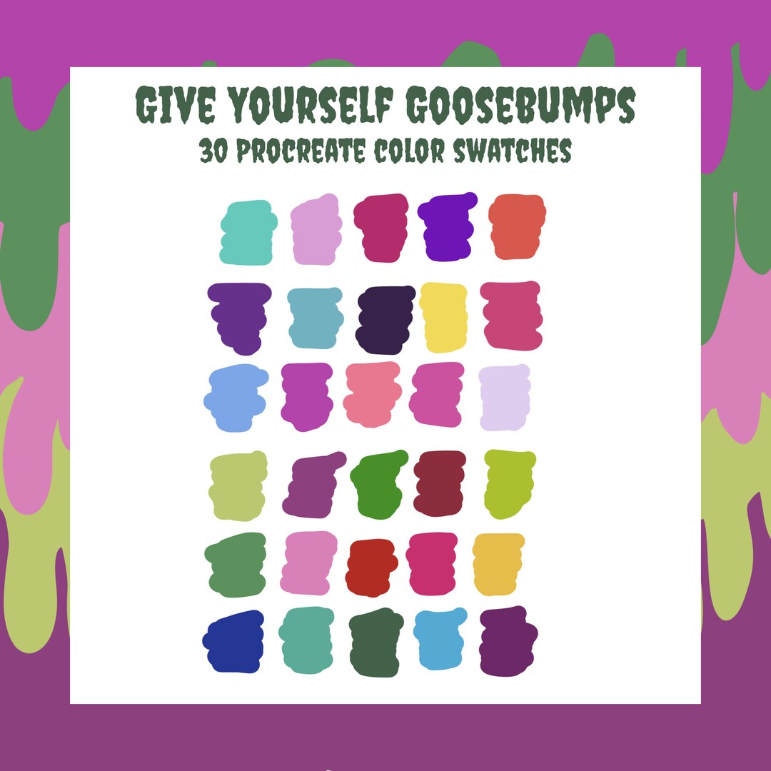 90s Goosebumps Procreate Palette, 30 Color Swatches, Spooky, 90s Slime ...