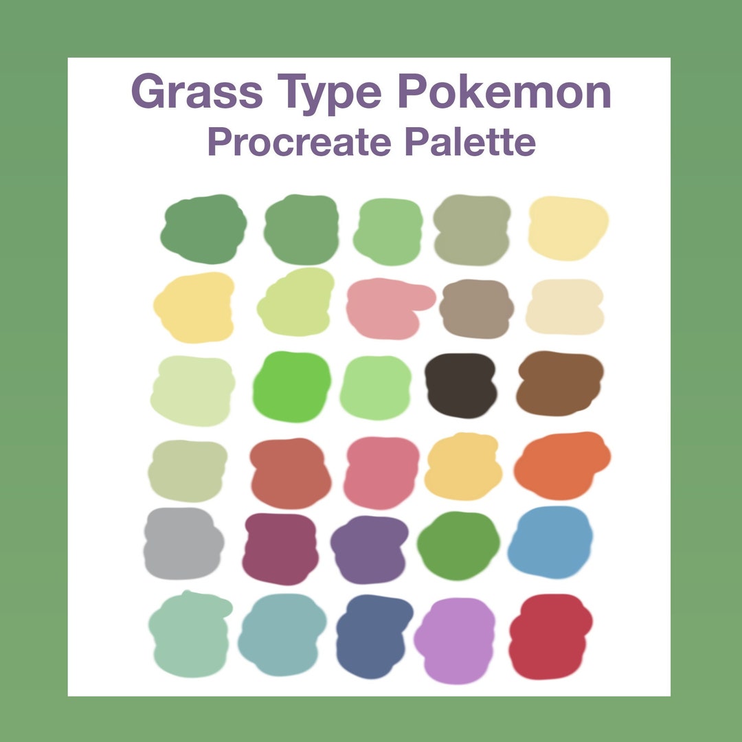 Grass Type Pokemon Procreate Palette, Pokemon Inspired Swatches ...