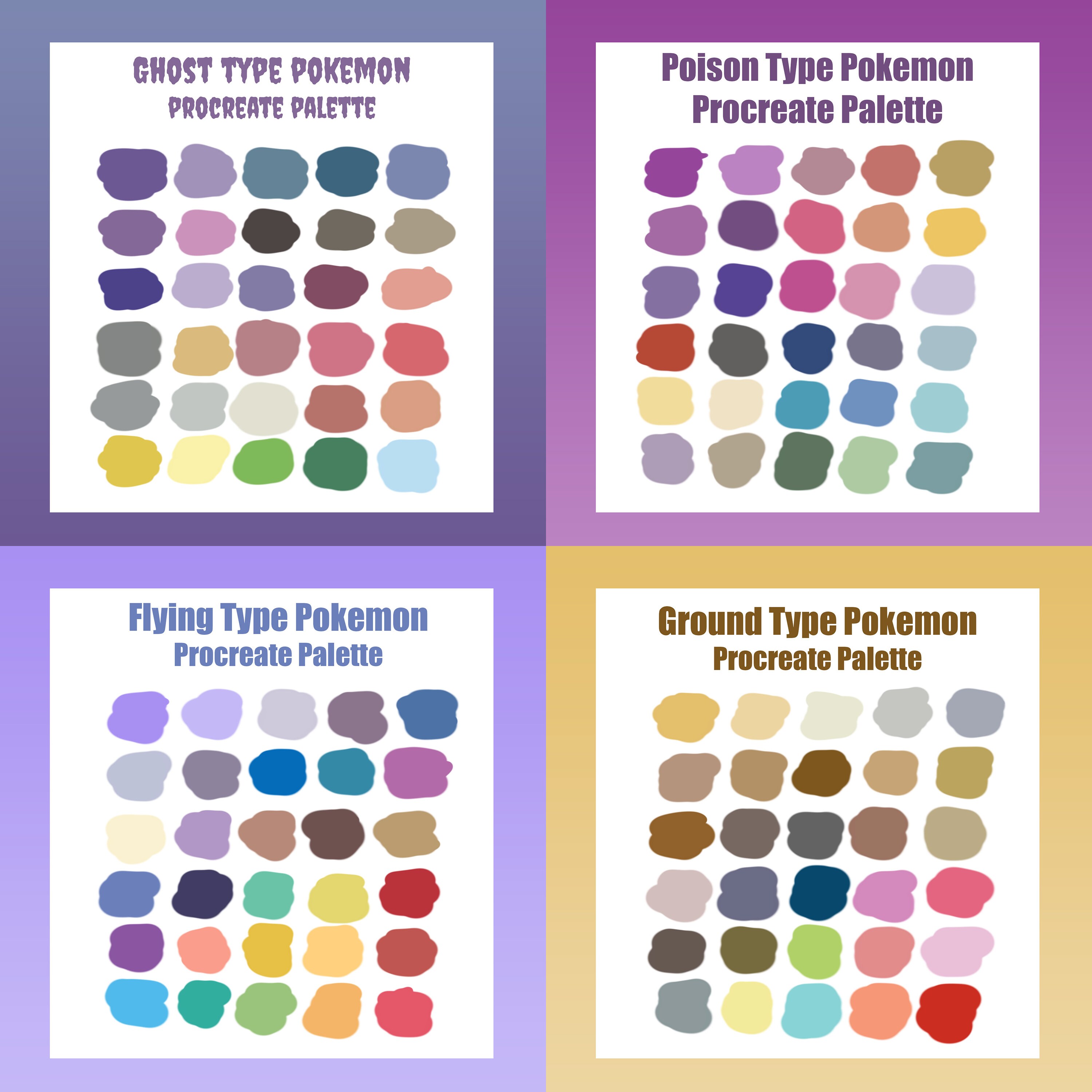 Pokemon Type Colors Procreate Megapack, Pokemon Inspired Palettes ...