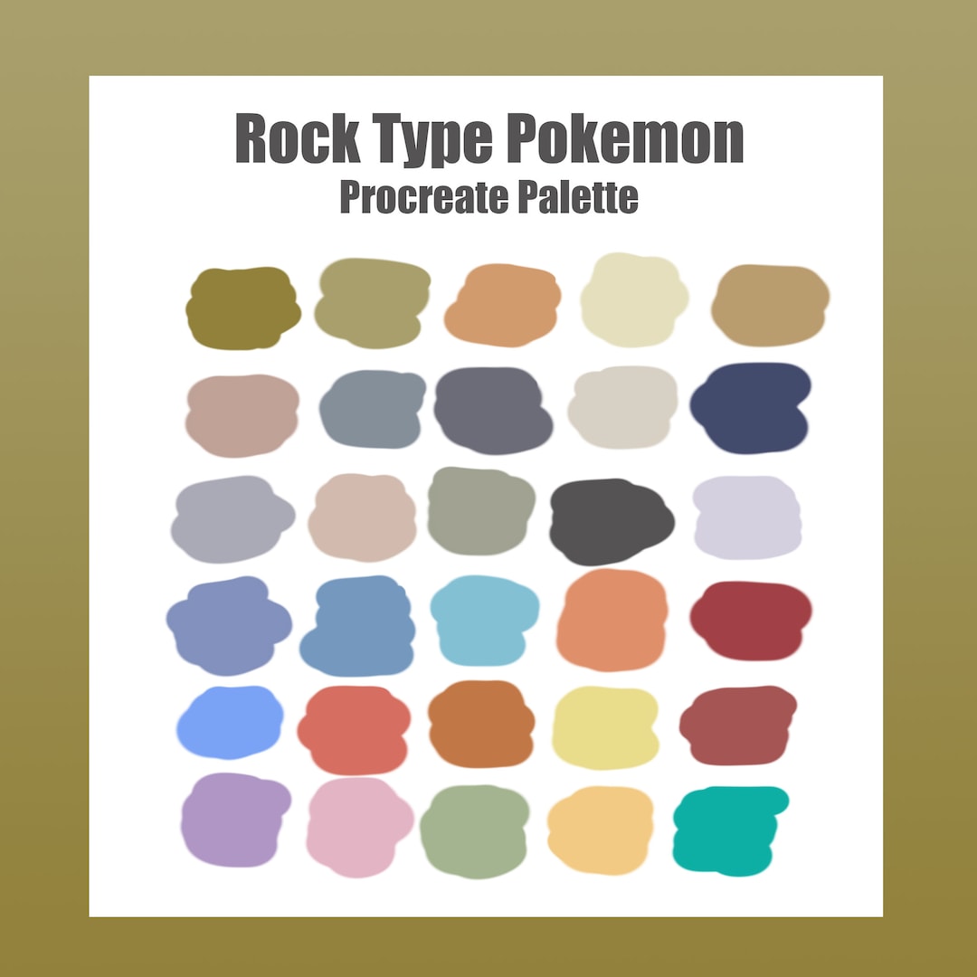 Rock Type Pokemon Procreate Palette, Pokemon Inspired Swatches, Geodude ...
