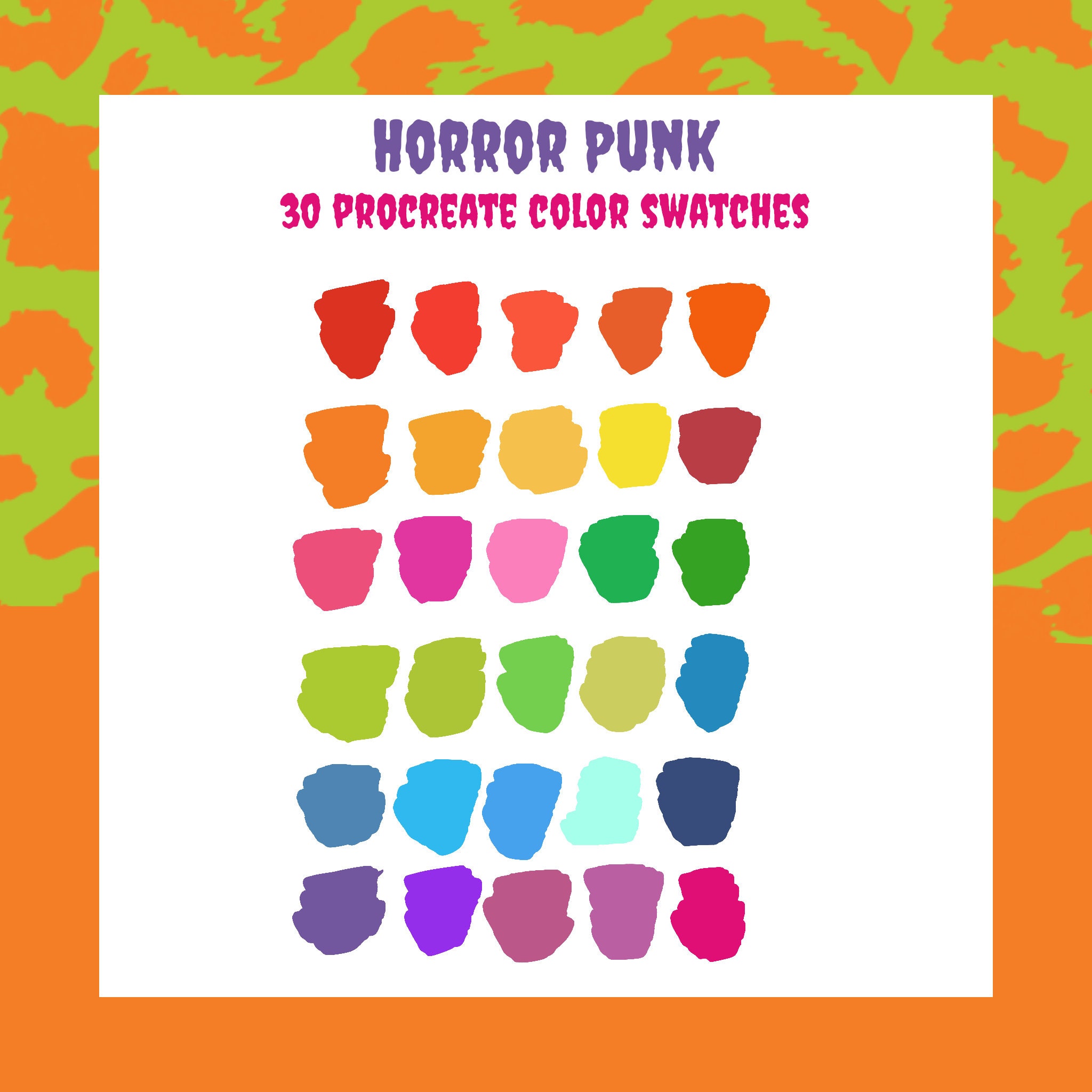 Horror Punk Procreate Palette, 30 Color Swatches, Psychobilly, Spooky ...