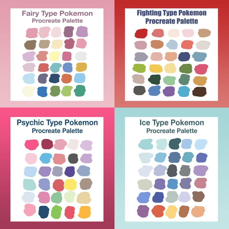 Pokemon Type Colors Procreate Megapack, Pokemon Inspired Palettes ...
