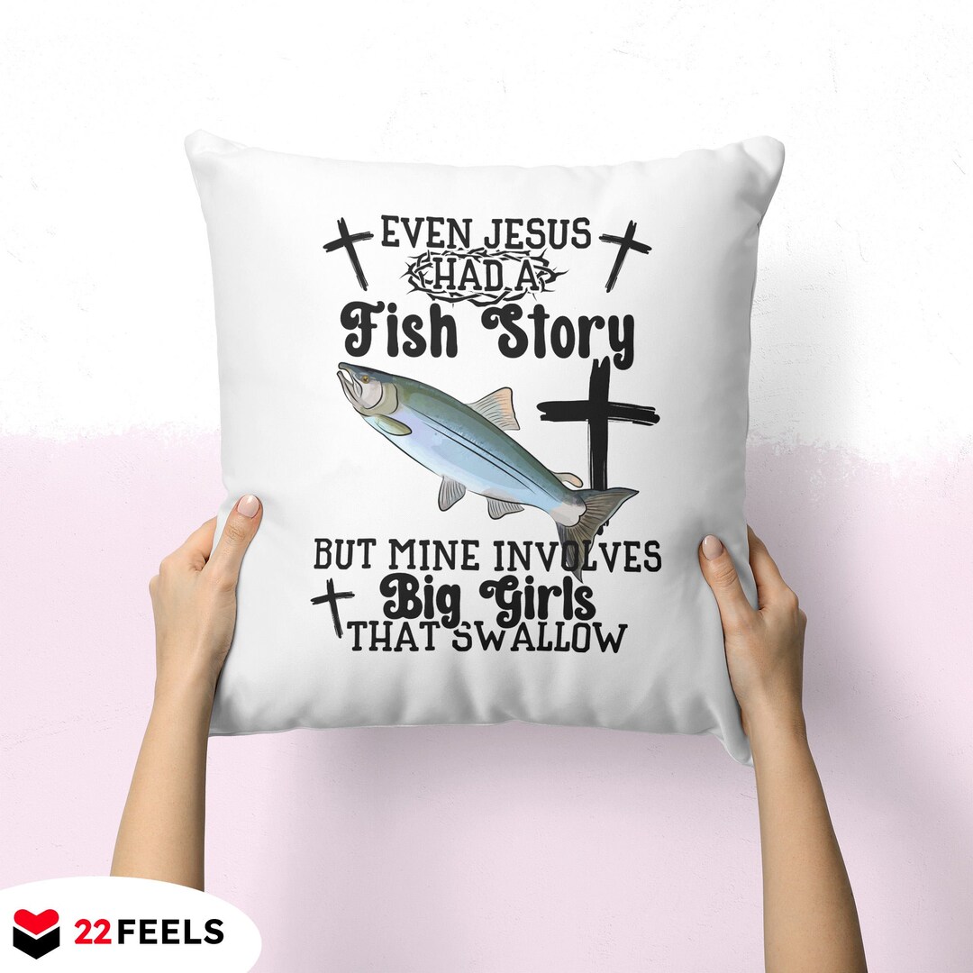 Funny Fishing Gift Coho Salmon Mens Pillow Jesus Fish Story - Etsy