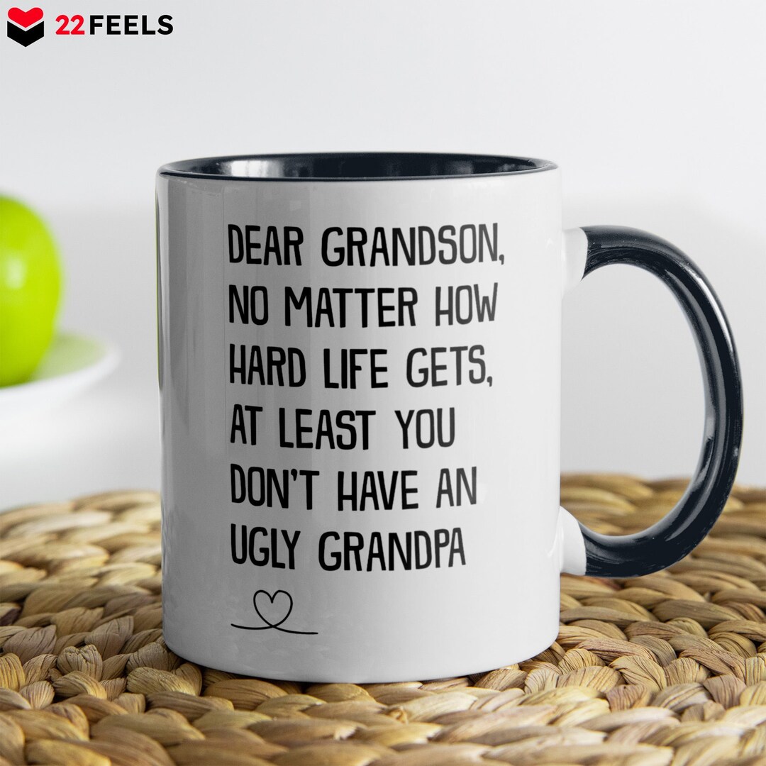 Grandson Gift From Grandpa Mens Coffee Mug Funny Teen Boy Birtday ...