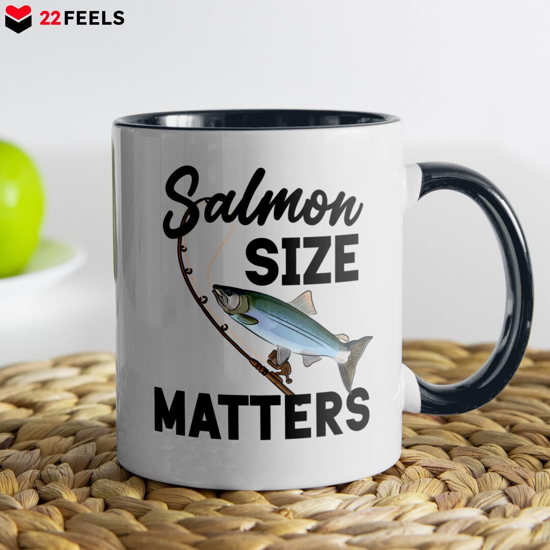 Funny Fishing Gift Coho Salmon Mens Coffee Mug Size Matters Birthday ...