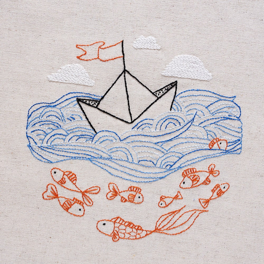 Paper Boat Embroidery Kit - Etsy