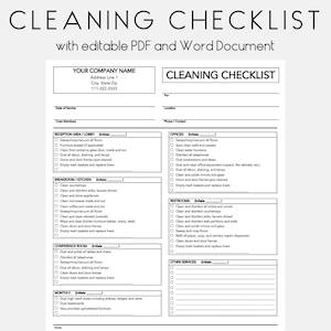 Professional Residential Cleaning Checklist. Editable House - Etsy