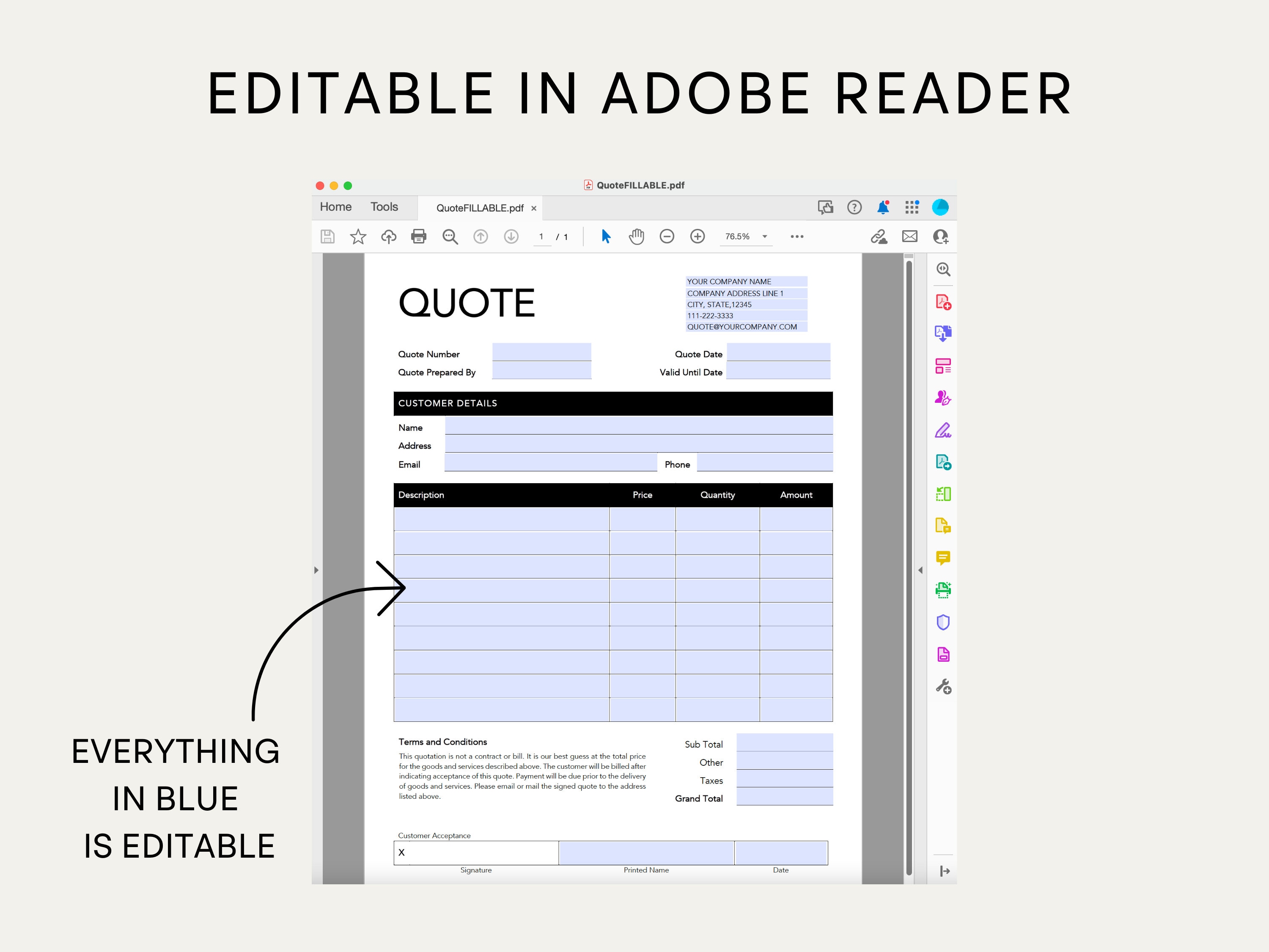 Quote Template. Pdf/microsoft Word. Quote Form. Job Quote. Job Proposal ...