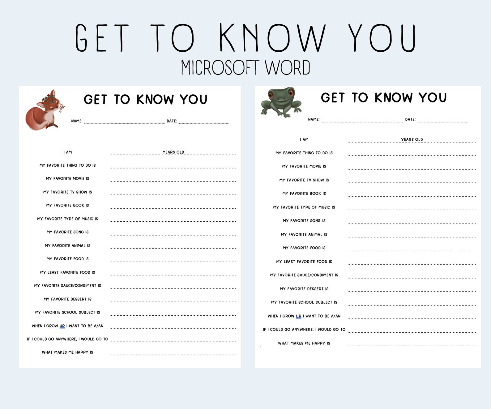 Editable Get to Know You Worksheet. Digital Classroom - Etsy