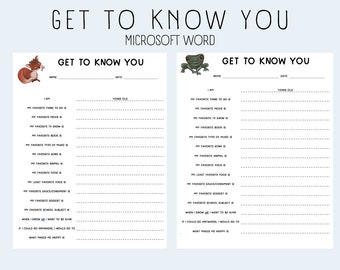 Editable Get to Know You Worksheet. Digital Classroom - Etsy