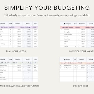50/30/20 Monthly Budget Spreadsheet Excel Budget Planner Budget ...