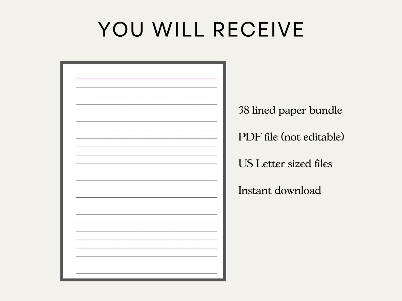 Printable Lined Paper PDF. Wide Ruled Paper. College Ruled Paper ...