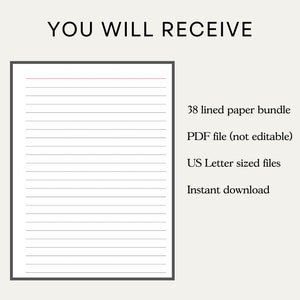 Printable Lined Paper PDF. Wide Ruled Paper. College Ruled Paper ...