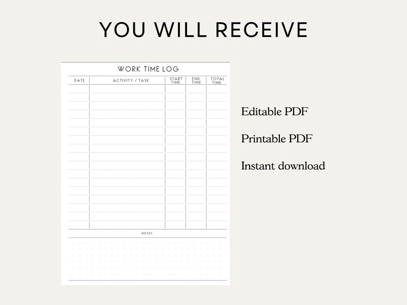 Work Log Printable. Time Spent Tracker. Time Log. Working Hours. Work ...