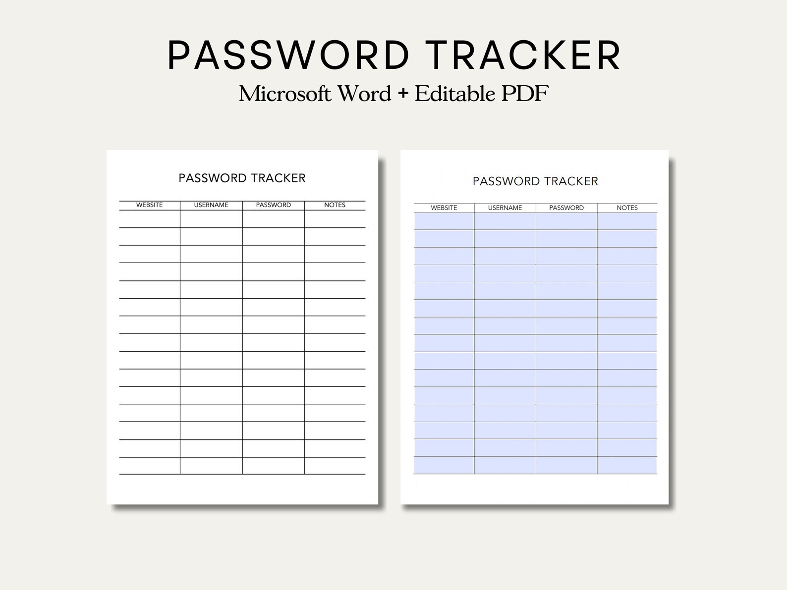 Printable Password Tracker. Password Log and Password Keeper. Digital ...