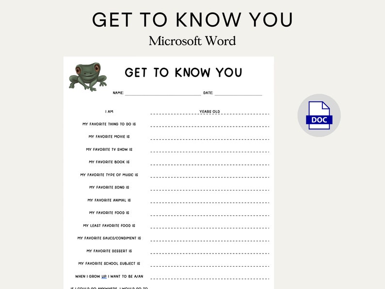 Editable Get to Know You Worksheet. Digital Classroom Worksheet. Team ...