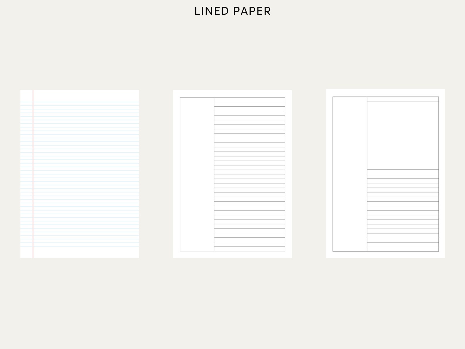 Printable Lined Paper PDF. Wide Ruled Paper. College Ruled Paper ...