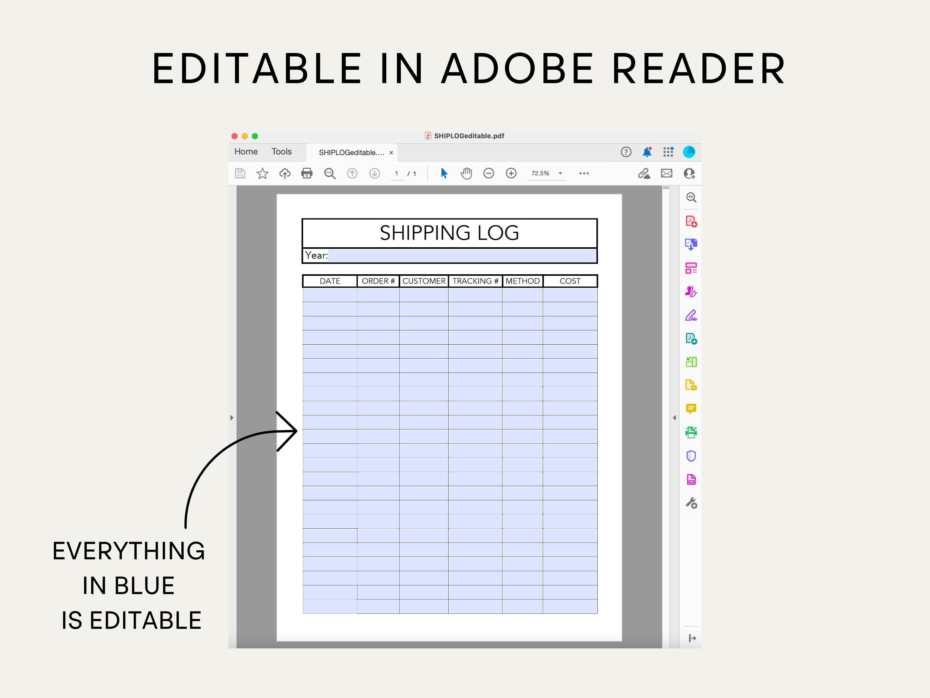 Order Shipping Log Printable. Business Cost Tracker. Postage Costs ...