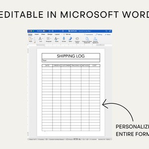Order Shipping Log Printable. Business Cost Tracker. Postage Costs ...