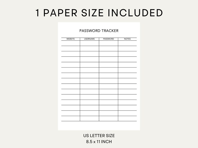 Printable Password Tracker. Password Log and Password Keeper. Digital ...
