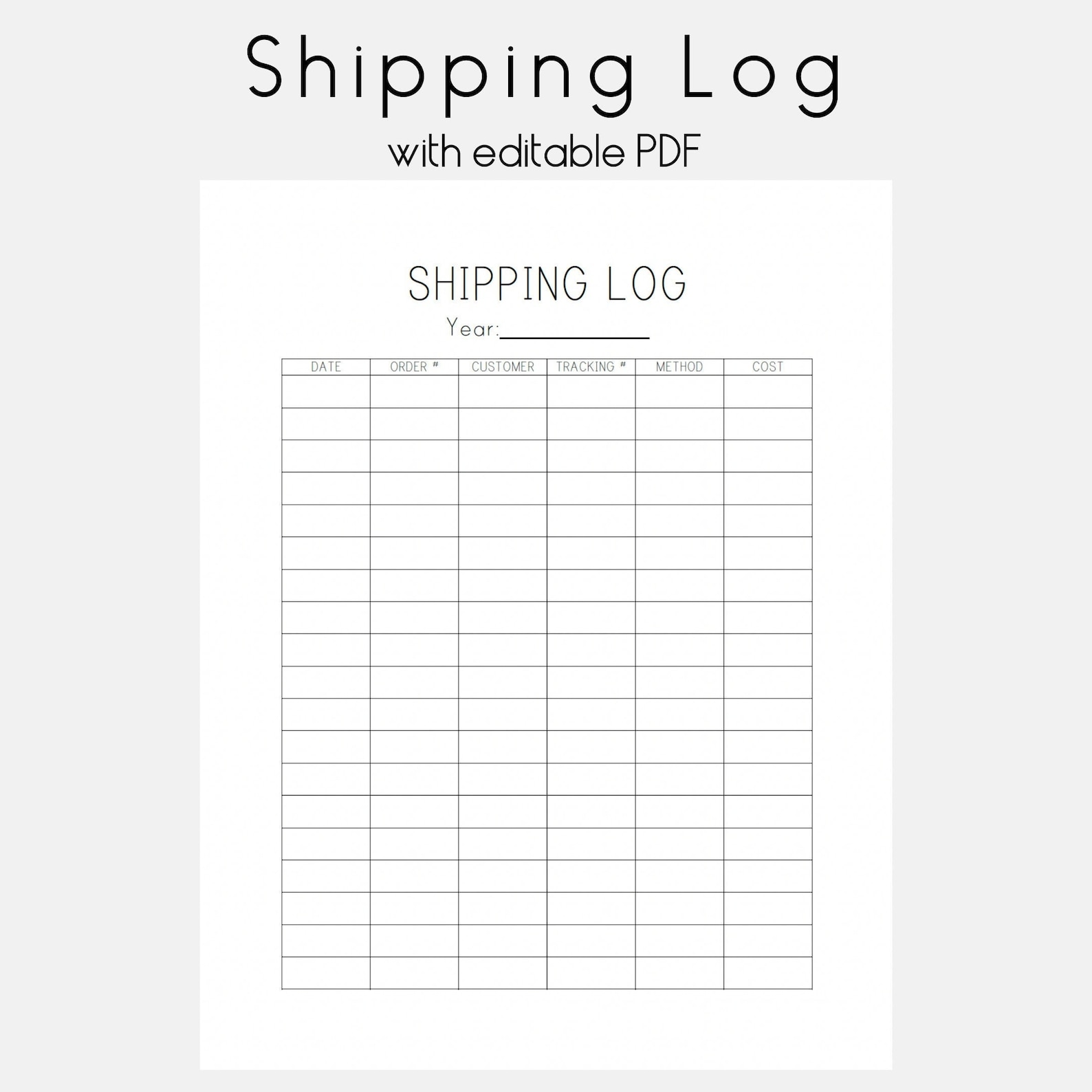 Order Shipping Log Printable. Business Cost Tracker. Postage | Etsy