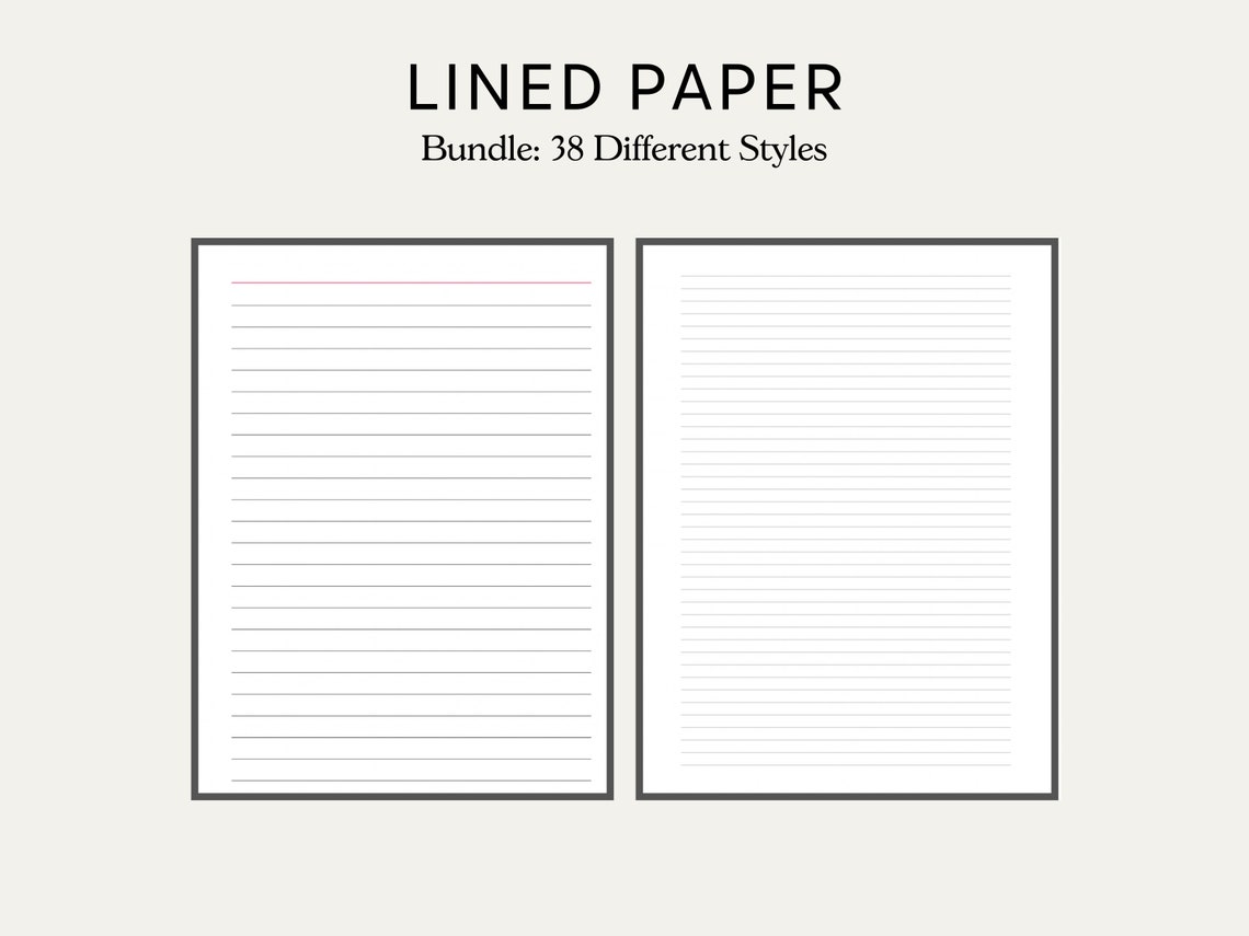 Printable Lined Paper PDF. Wide Ruled Paper. College Ruled Paper ...