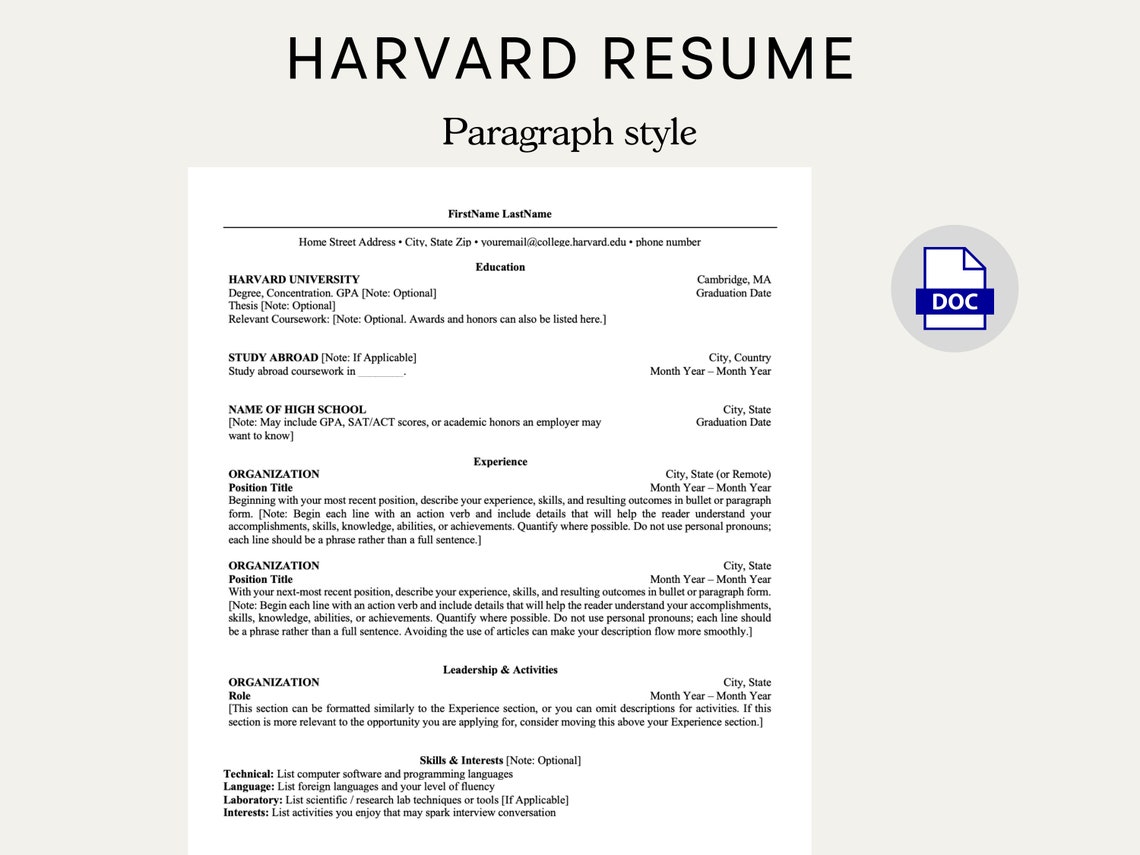 Clean Modern Resume Template Microsoft Word. Harvard Modern CV Template ...