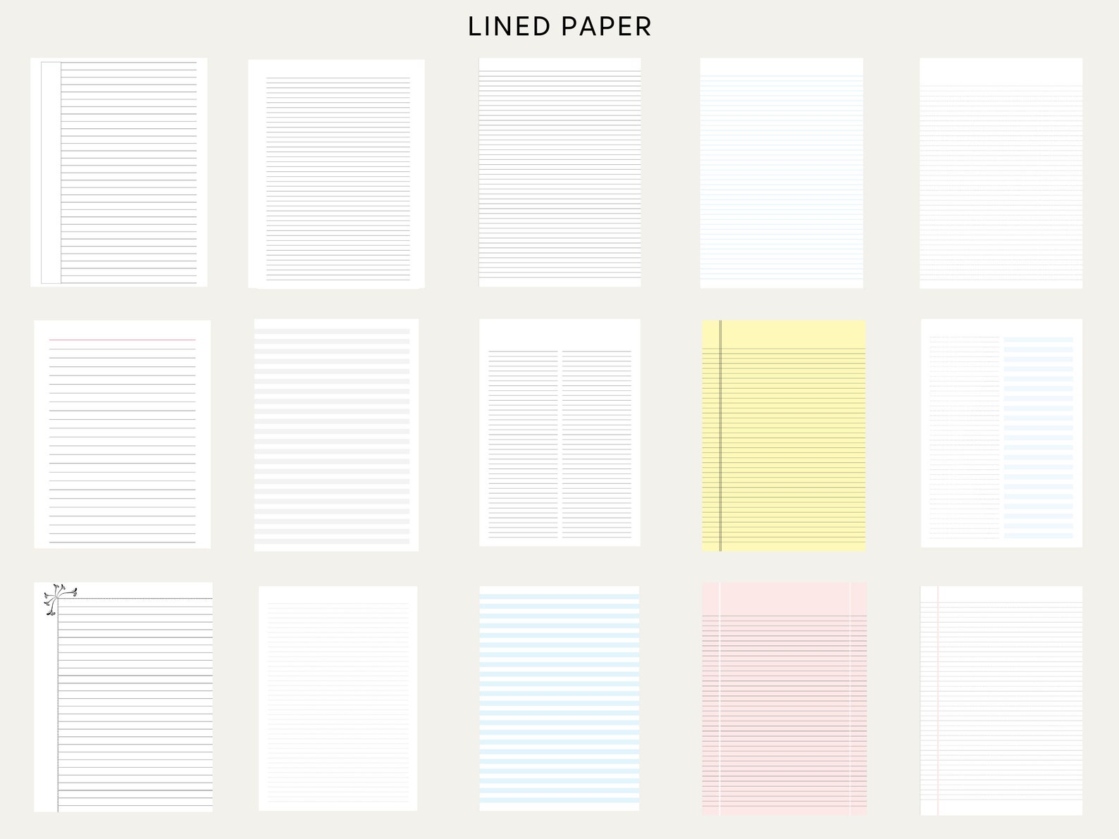 Printable Lined Paper PDF. Wide Ruled Paper. College Ruled Paper ...