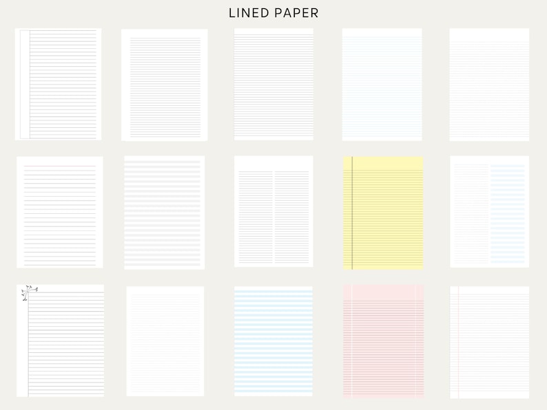 Printable Lined Paper PDF. Wide Ruled Paper. College Ruled Paper ...