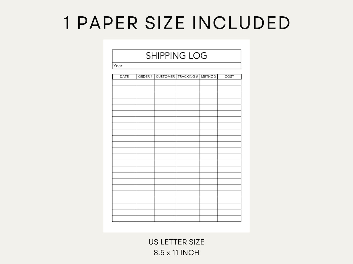 Order Shipping Log Printable. Business Cost Tracker. Postage Costs ...