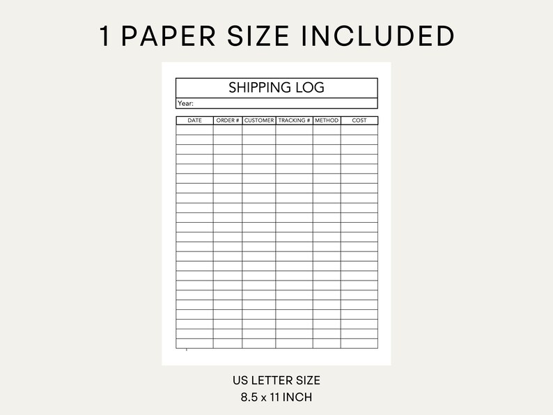 Order Shipping Log Printable. Business Cost Tracker. Postage Costs ...