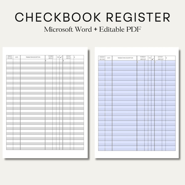 Printable Checkbook Register - Etsy