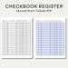 Printable Checkbook Register. PDF File. Prints on 8 1/2 X 11 Inch Paper ...