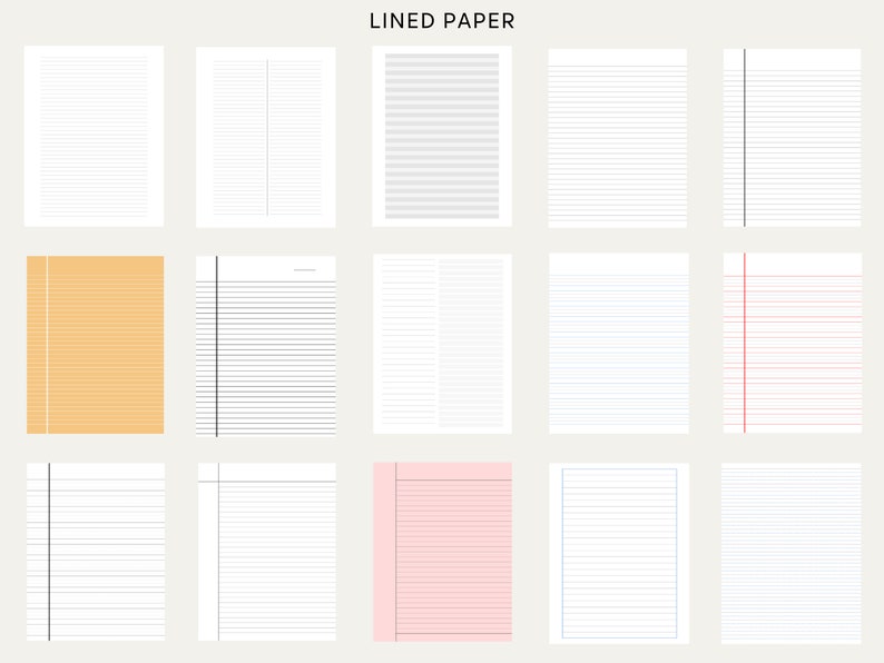 Printable Lined Paper PDF. Wide Ruled Paper. College Ruled Paper ...