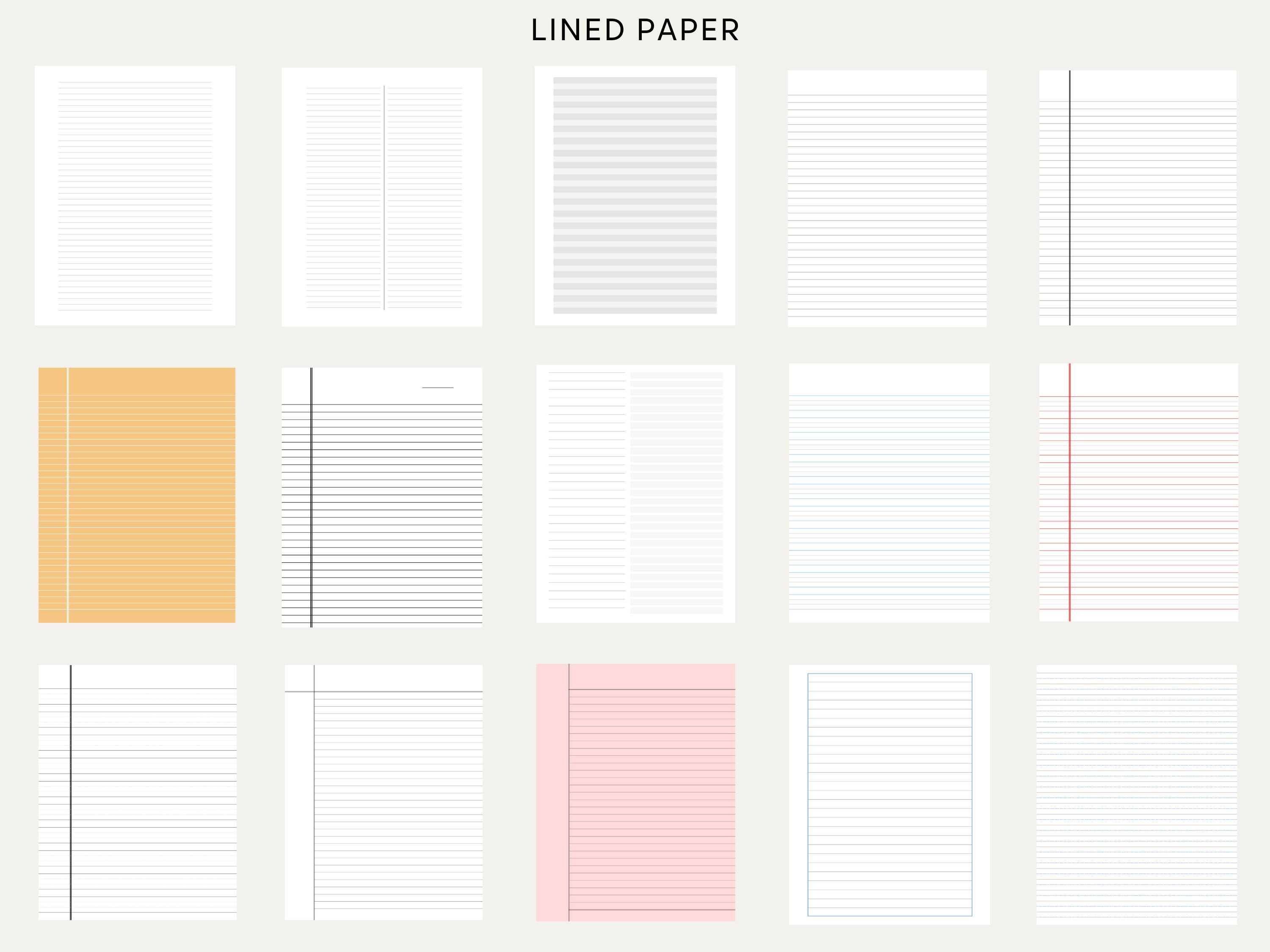 Printable Lined Paper PDF. Wide Ruled Paper. College Ruled Paper ...