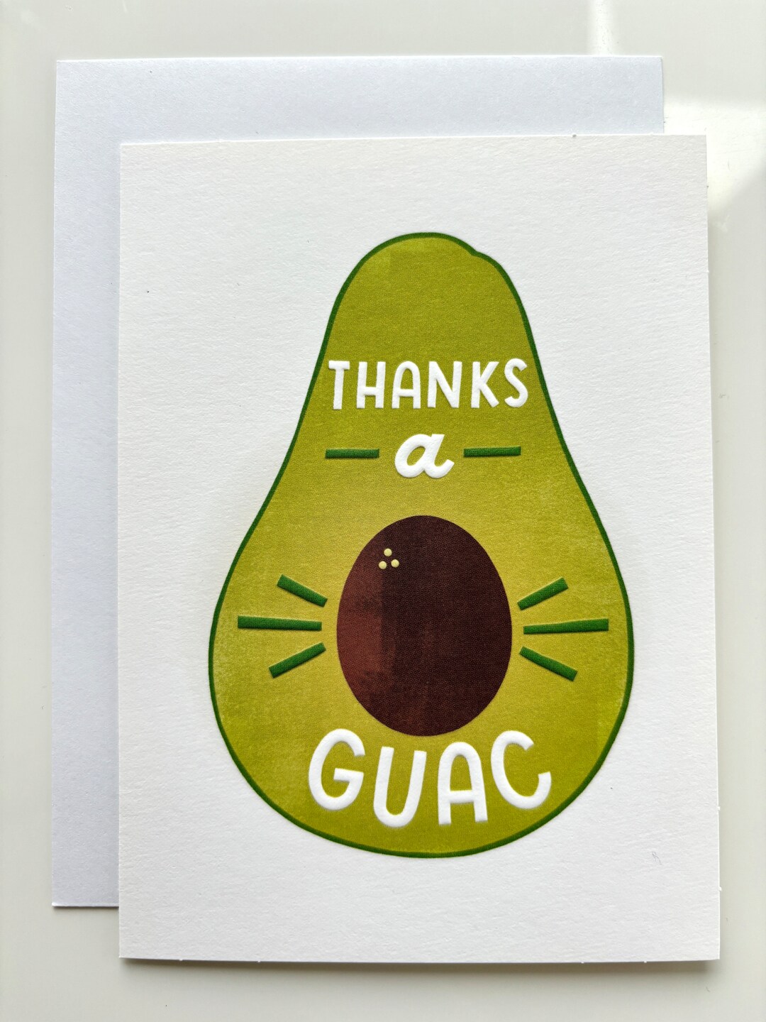 Thank You Card Greeting Card Cute Avocado Card Thanks a Guac Blank Card ...