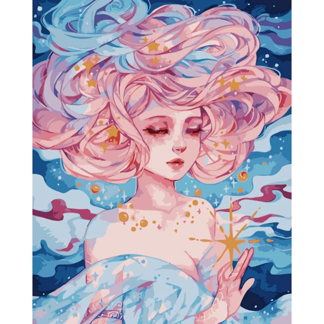 Beautiful Anime Girl Paint by Number Anime Drawing on Canvas Wall Art ...