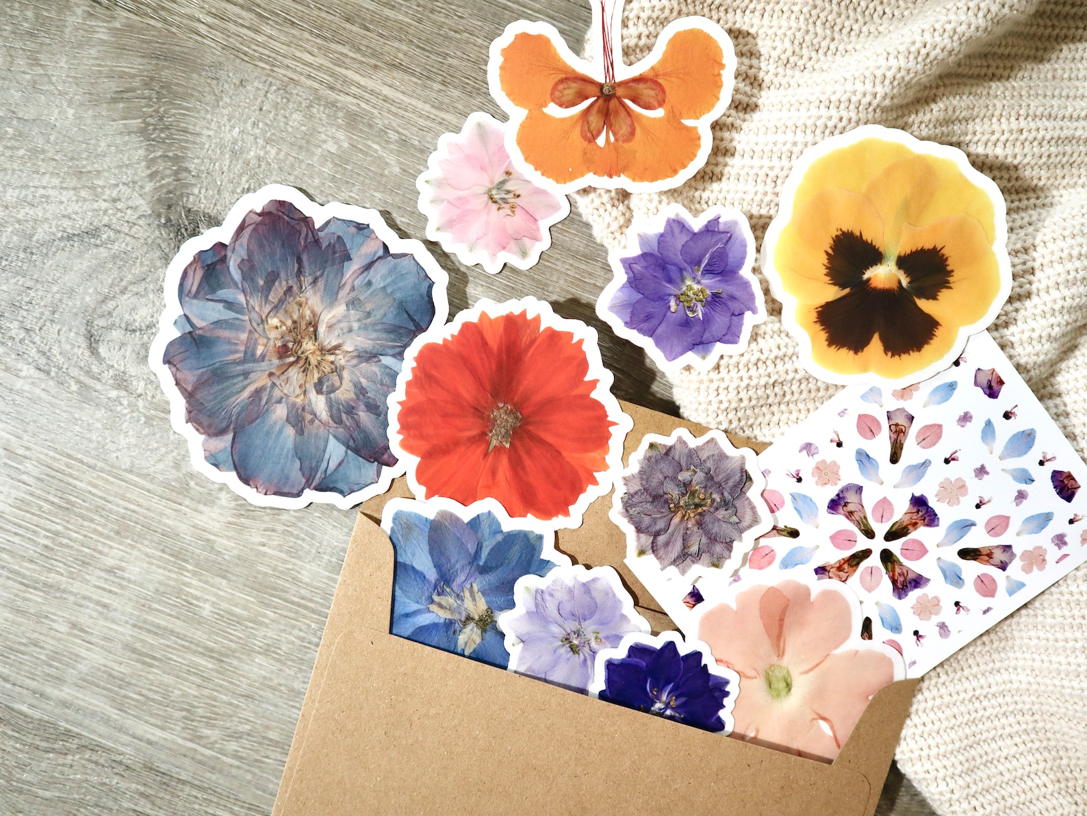 Pink Cosmos Pressed Flower Sticker Vinyl Floral Transparent Sticker ...