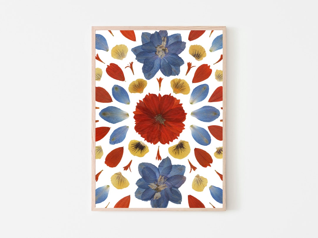 Modern Pressed Flower Art Print Nature Inspired Art Print Real Flower ...