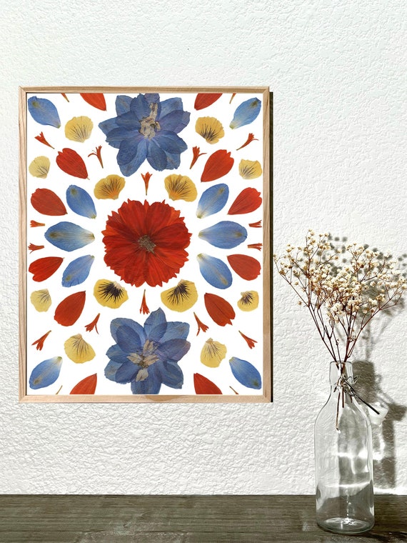 Pressed Flower Art Print 70s Flower Art Hippie Room Poster - Etsy