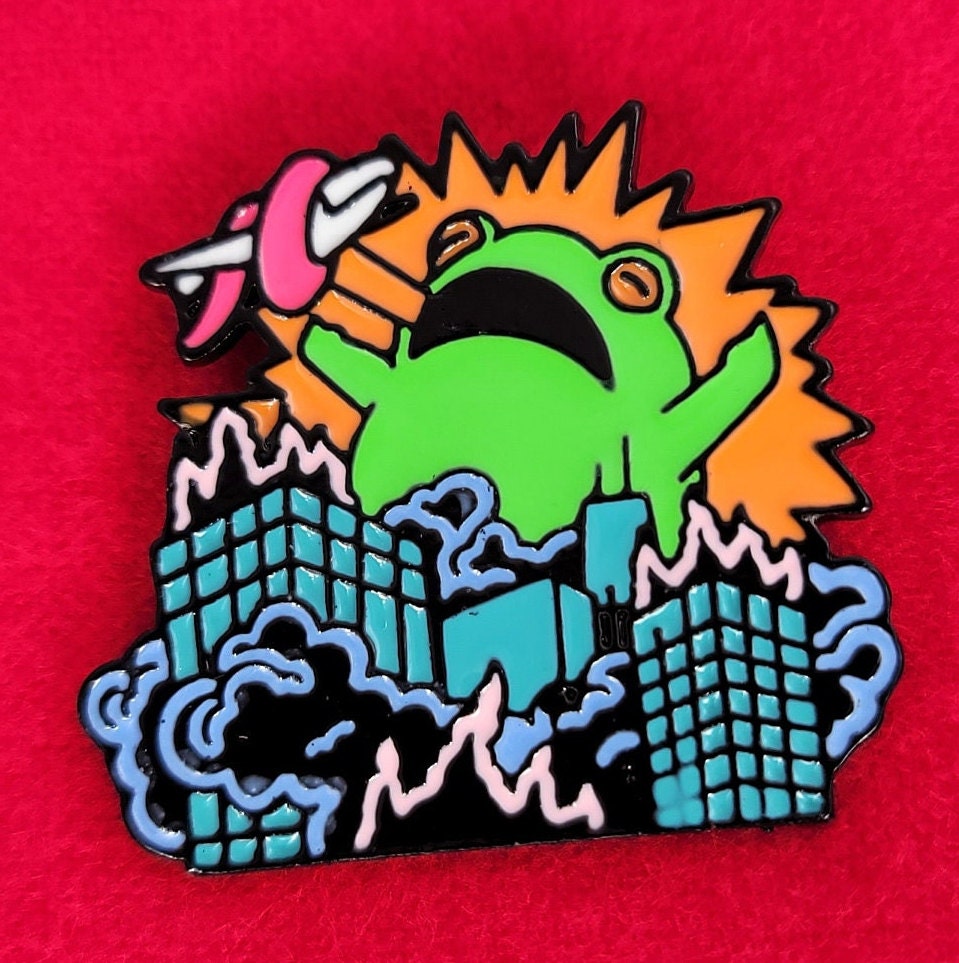 Kaiju Frog Enamel Pin, Kawaii Kaiju Frog Pin - Etsy