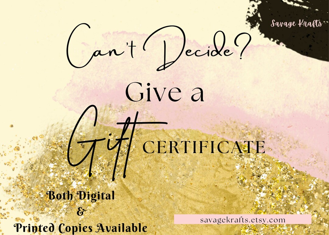 Digital Gift Certificate for Savage Krafts/ Mom Gift/ Bestfriend Gift ...