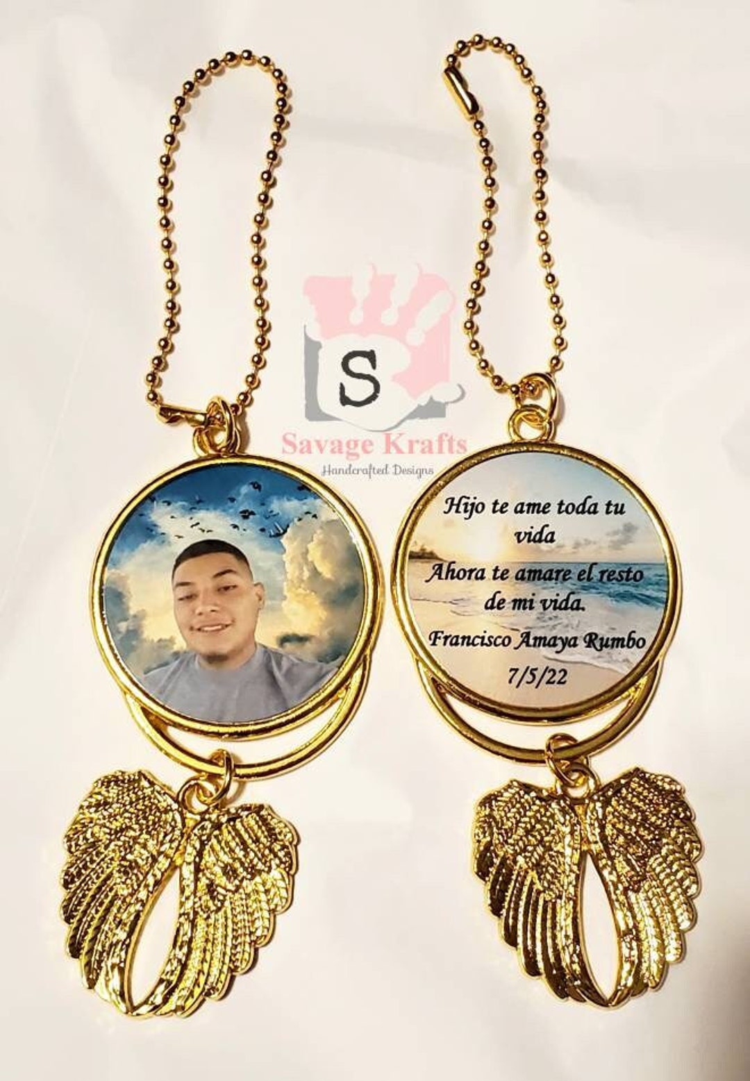Personalized Angel Wings Key Chain 2 Sides Pet Photo Key - Etsy