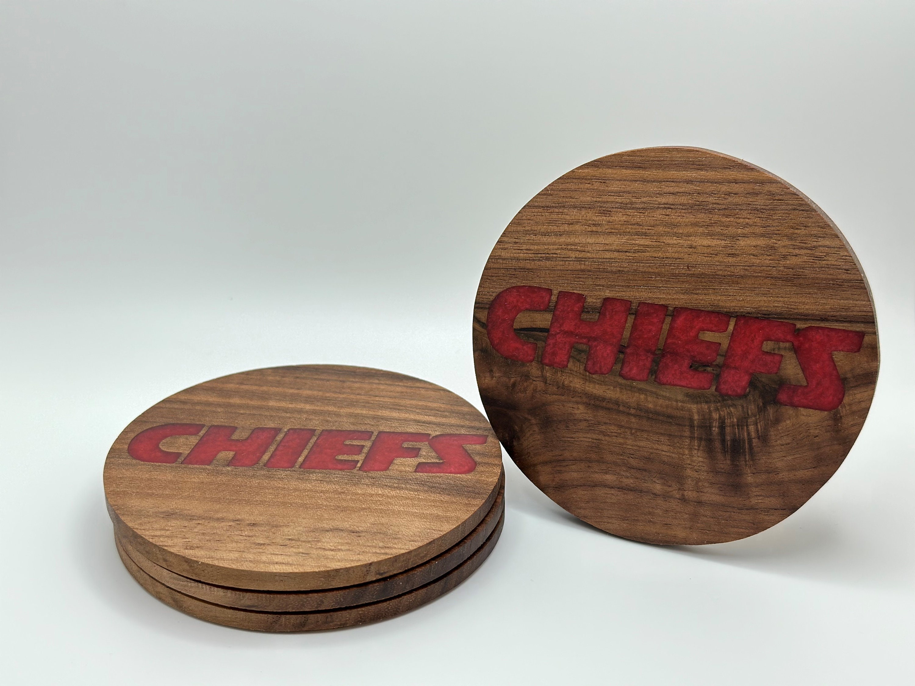 Handcrafted Kansas City Chiefs Wood Epoxy Coasters - Etsy