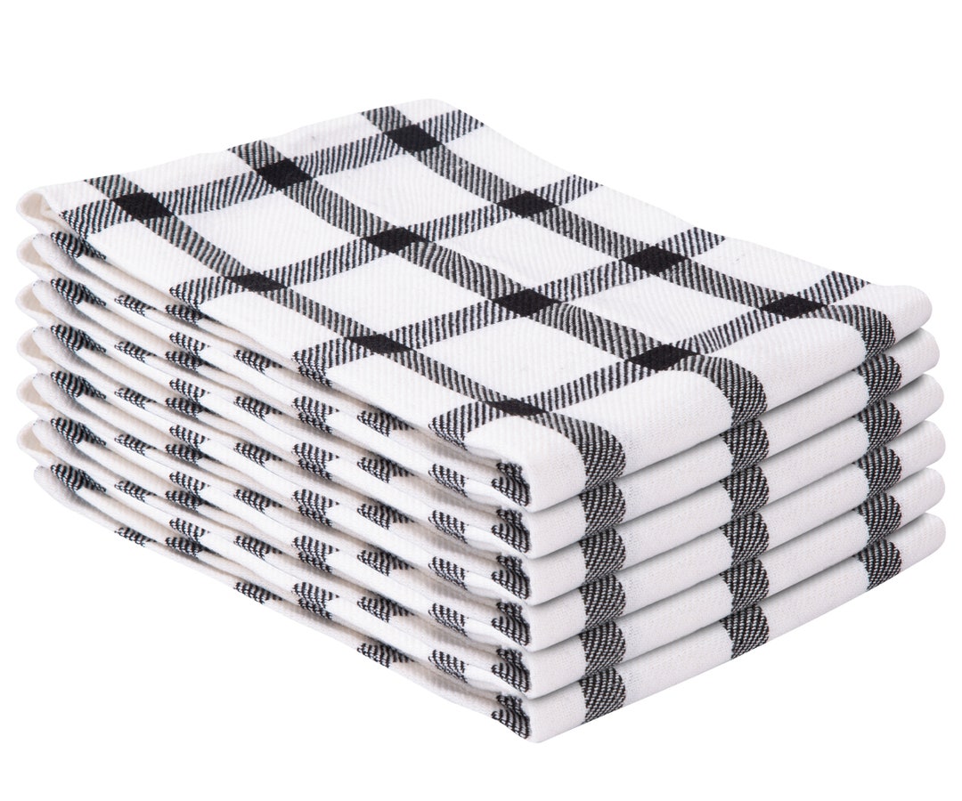 Cotton Kitchen Towels, Black and White Checkered Dish Towels, Kitchen ...