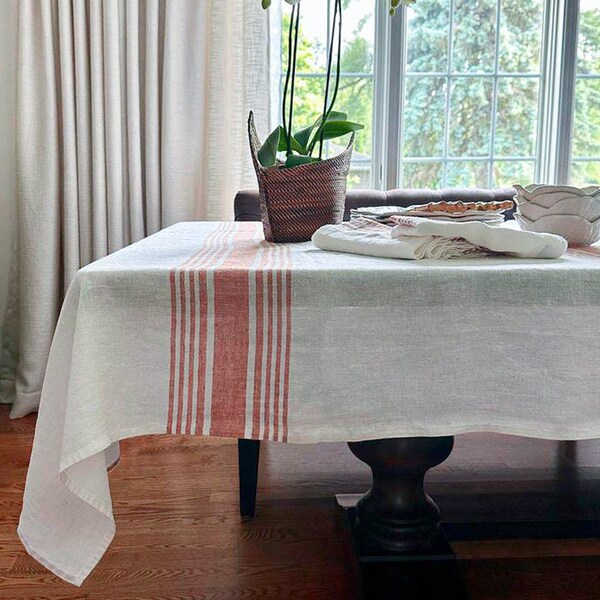 Red and White Stripe Tablecloth - Etsy