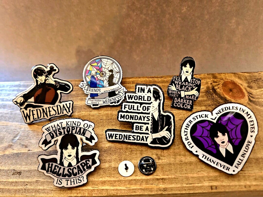 Wednesday Pins, Handmade, Friends, Pins, Flare, Gothic, Jewelry, Addams ...
